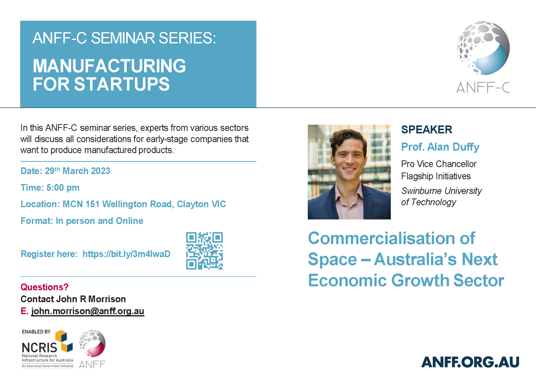 Manufacturing for Startups: A new ANFF-C Seminar Series - Australian ...